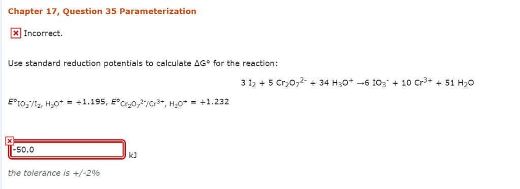 Solved Chapter 17, Question 35 Parameterization Incorrect. | Chegg.com