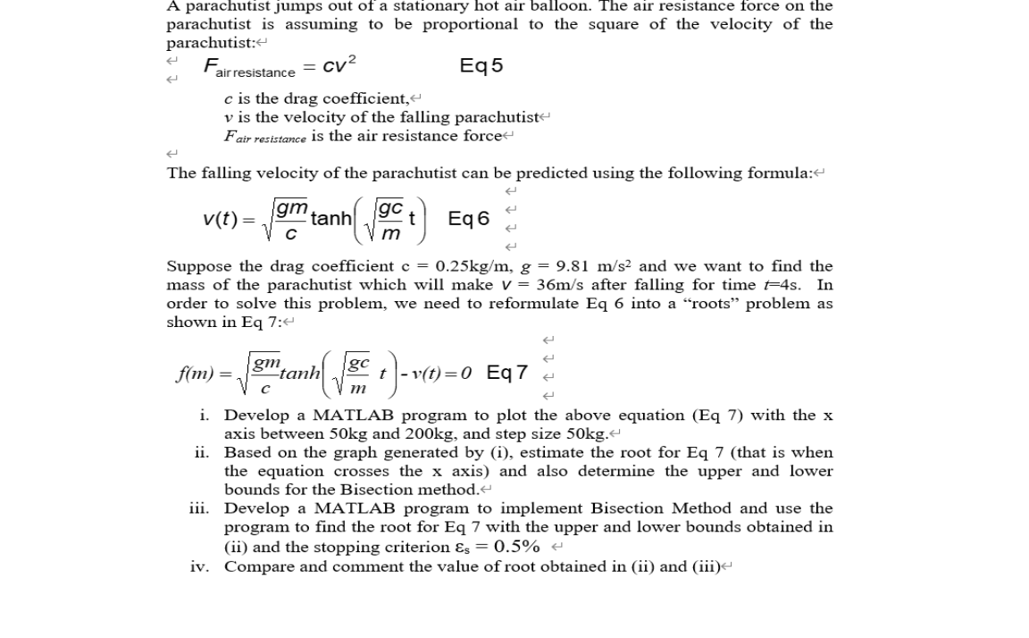Solved A parachutist jumps out of a stationary hot air | Chegg.com