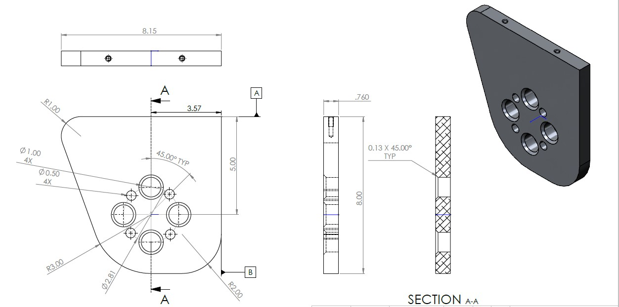 Using a baseplate, datum A & B locating pins, and | Chegg.com