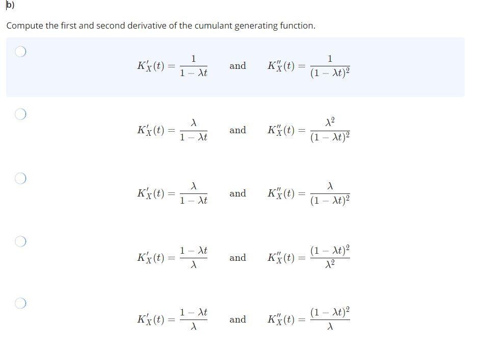 Solved a) Determine the cumulant generating function for a | Chegg.com