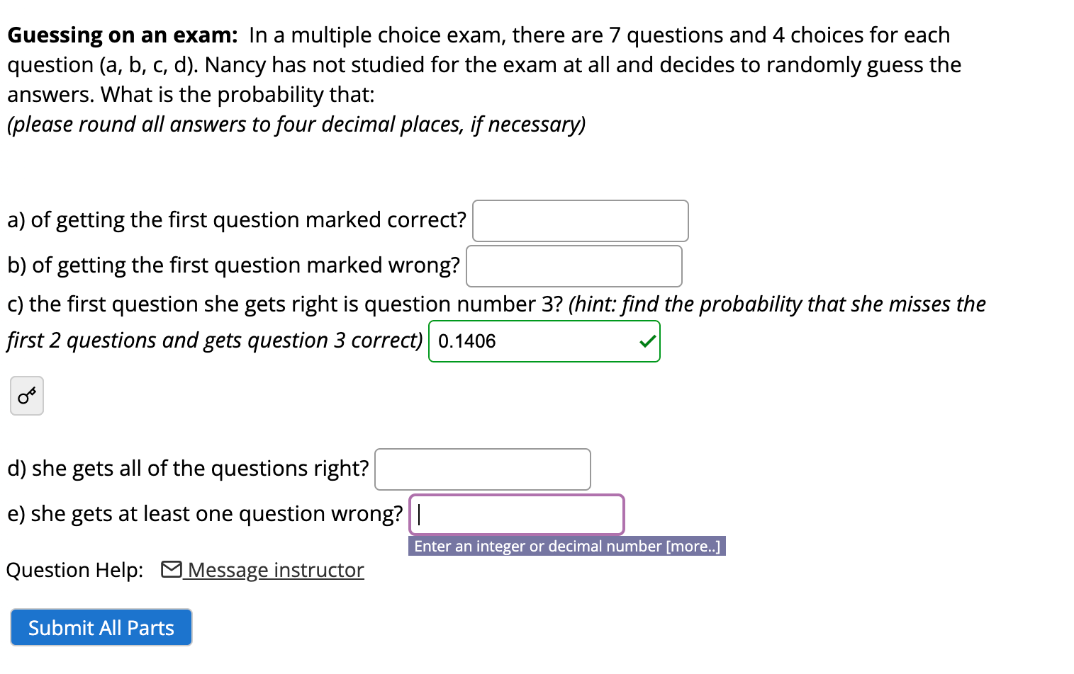 Solved Guessing on an exam: In a multiple choice exam, there | Chegg.com