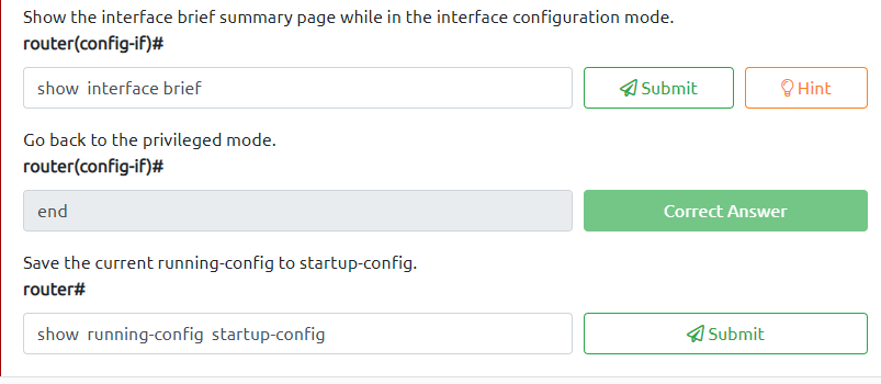 Solved Show the interface brief summary page while in the | Chegg.com