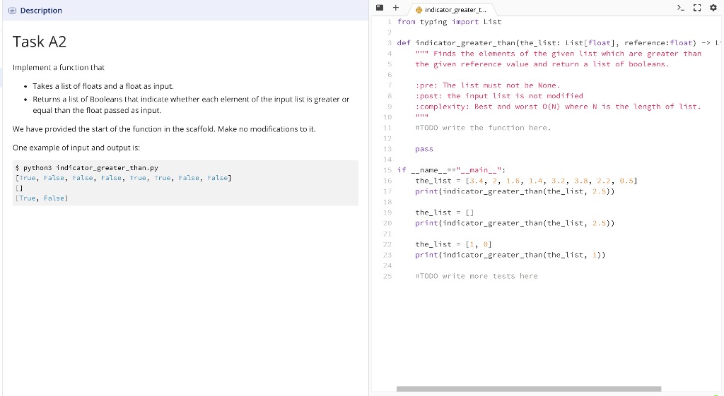 Solved e Description Task A2 4 5 Implement a function that • | Chegg.com