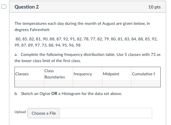 Solved please help answer the following statistics question. | Chegg.com