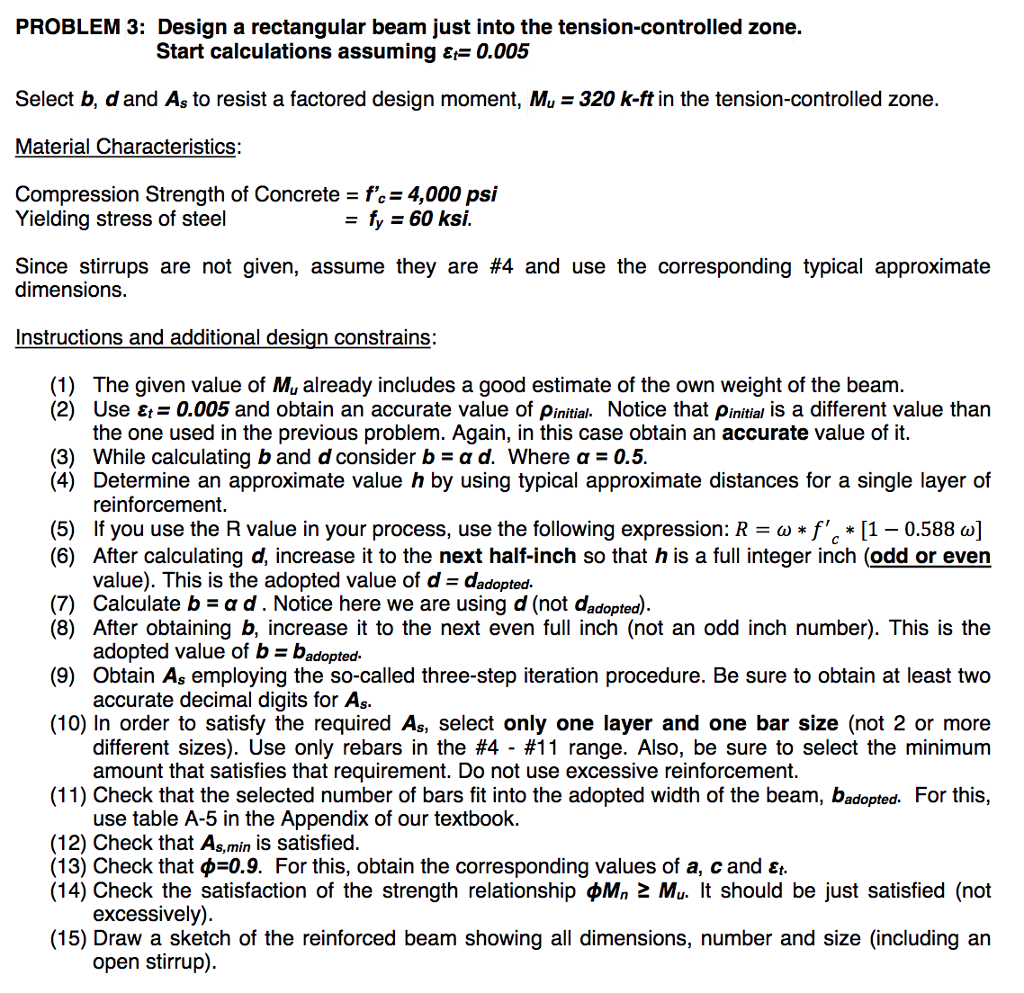 Solved PROBLEM 3: Design a rectangular beam just into the | Chegg.com