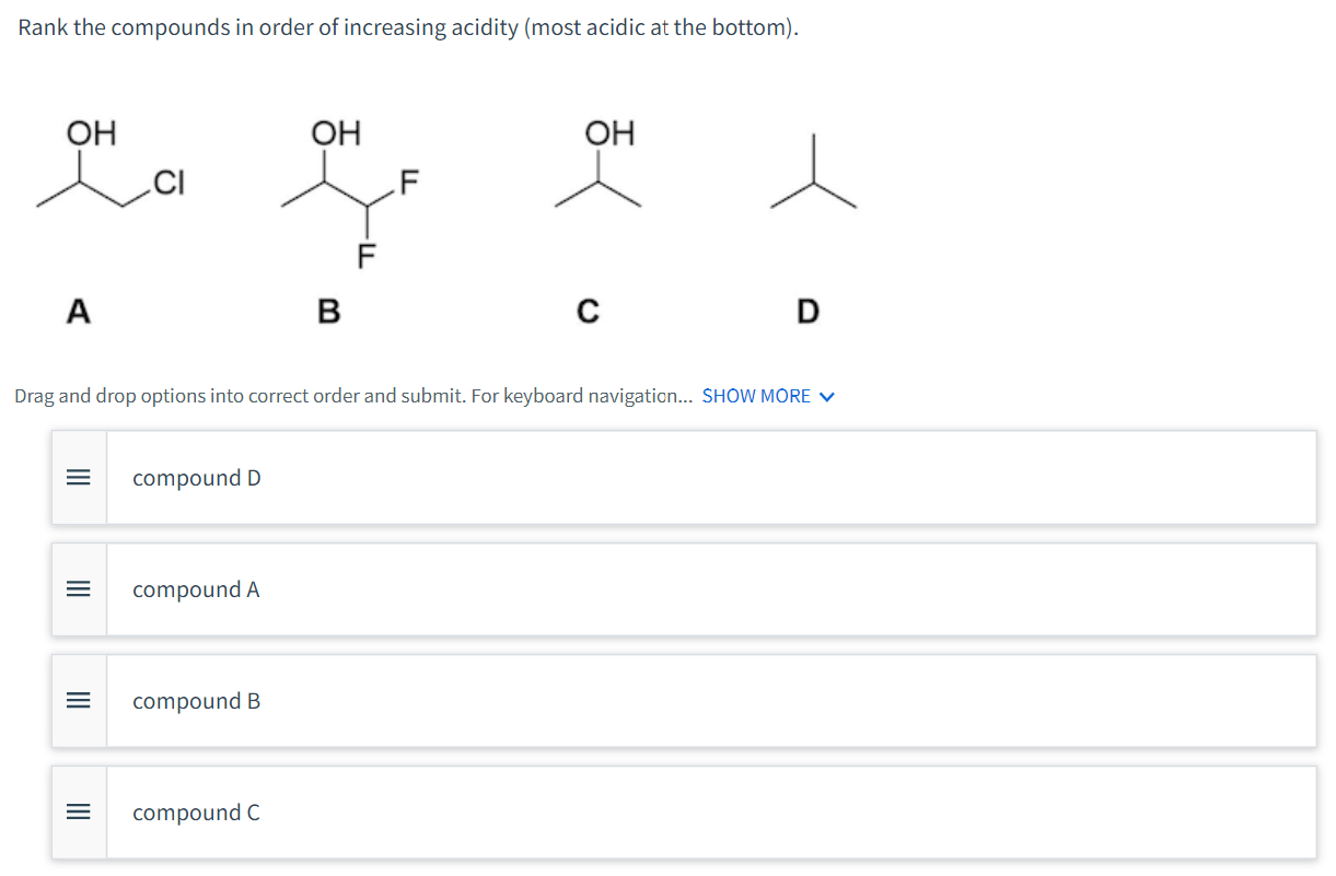 Solved Rank the compounds in order of increasing acidity | Chegg.com