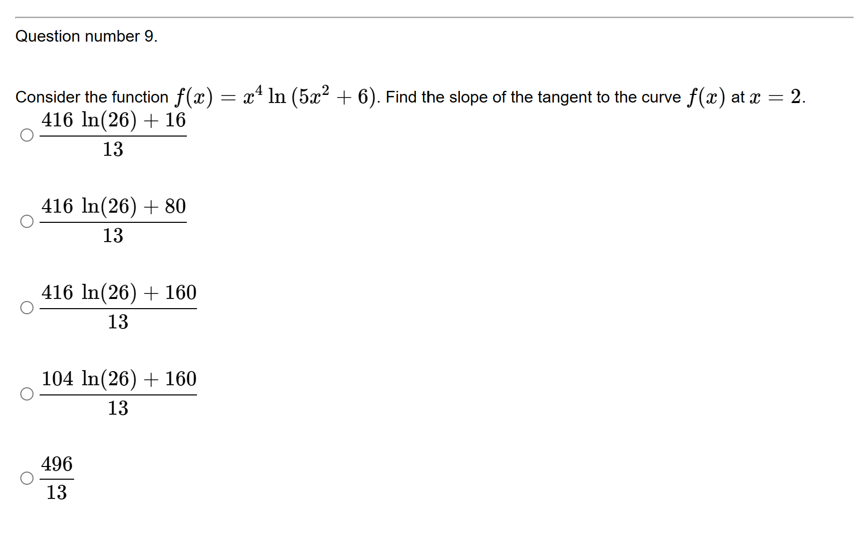 Solved Question number 9.Consider the function | Chegg.com