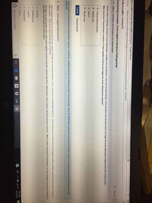 Part D: bacterial cells structures and inflammation | Chegg.com