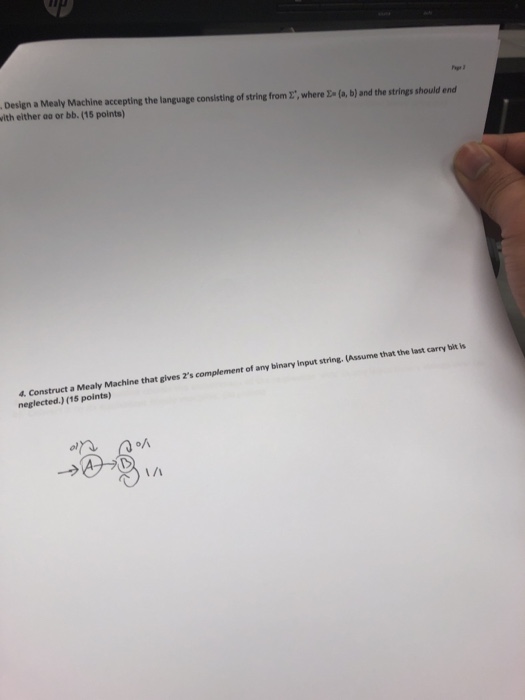 Solved Design a Mealy Machine accepting the language | Chegg.com