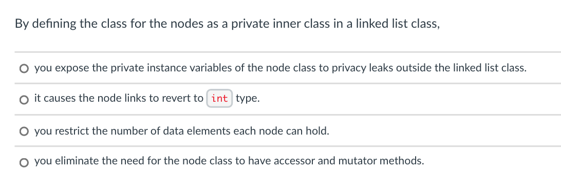 Solved By defining the class for the nodes as a private | Chegg.com