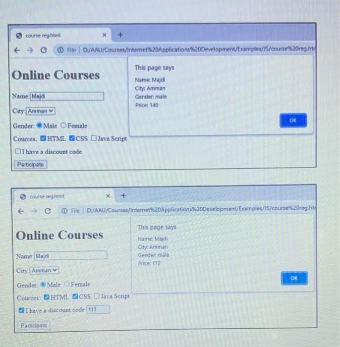 Solved Q2: Create a web page using HTML (comrse rephtml) and | Chegg.com