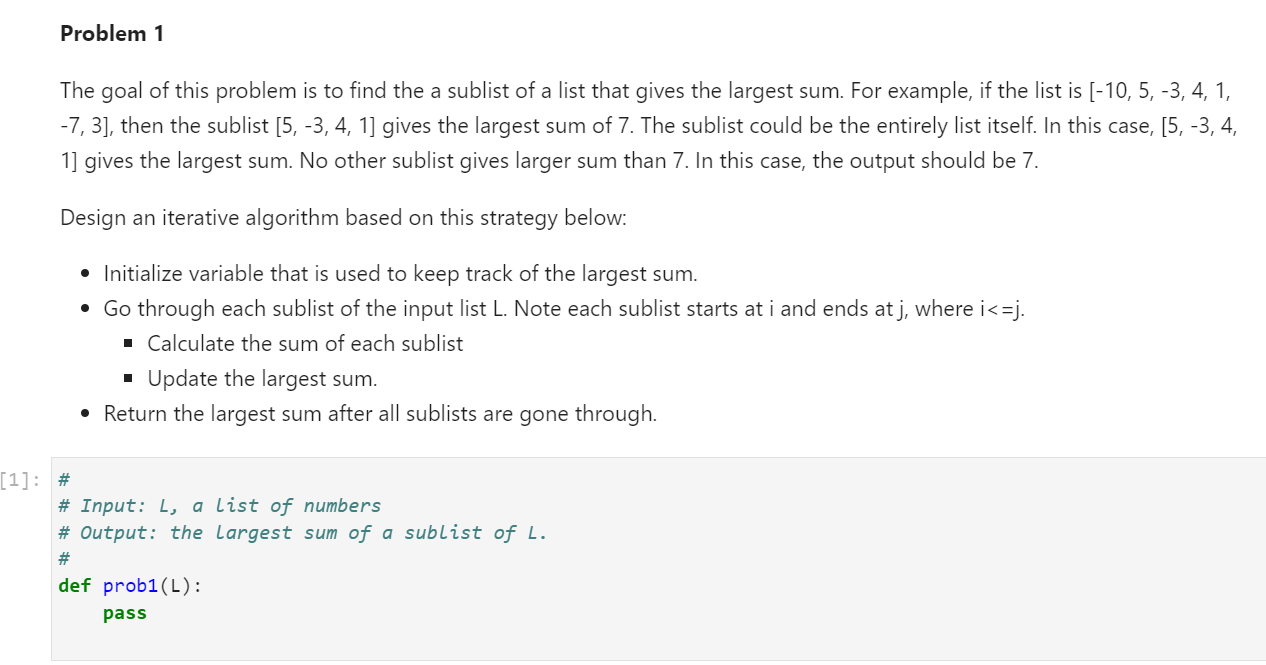 Solved The goal of this problem is to find the a sublist of | Chegg.com