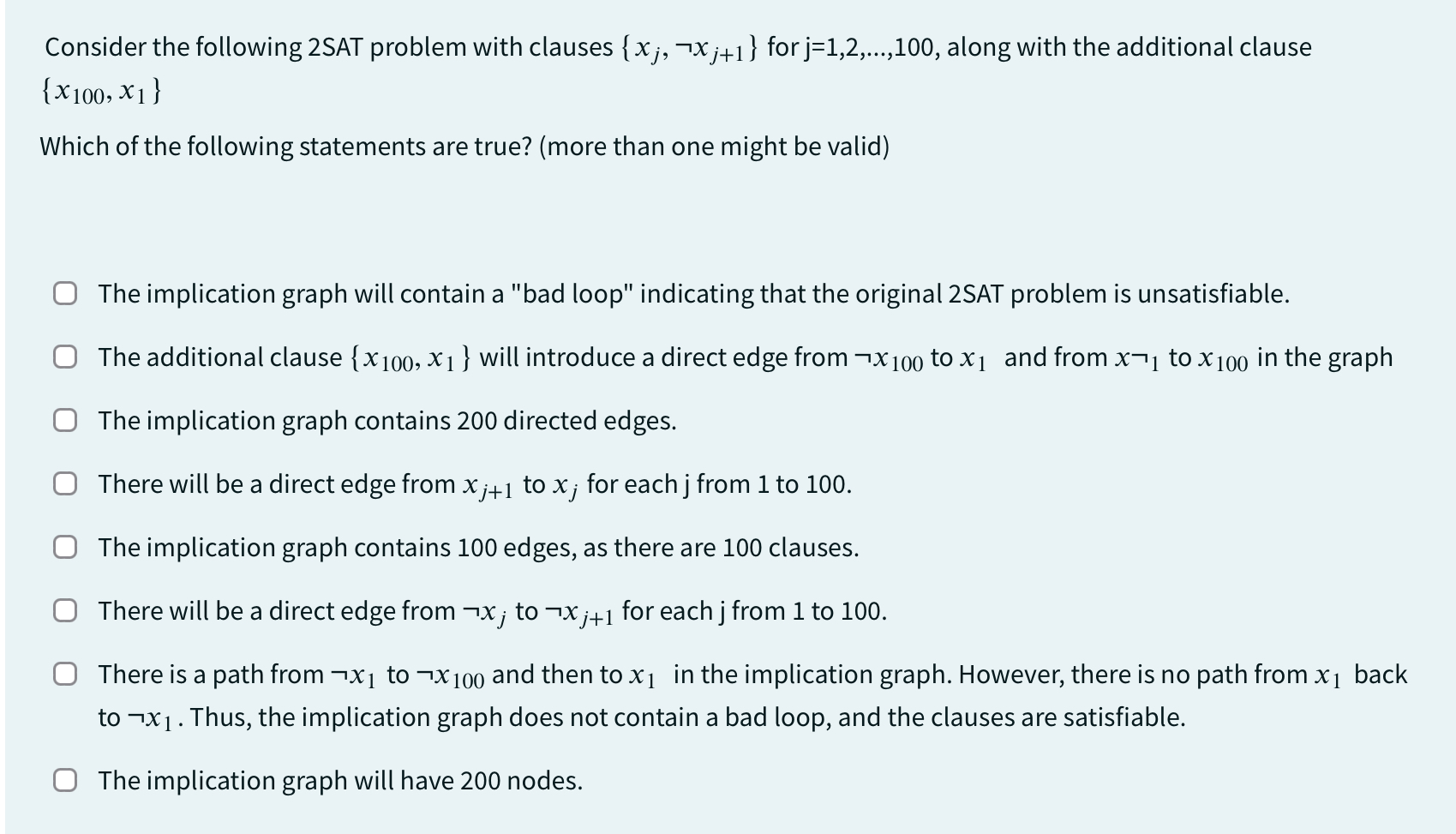 Solved Consider the following 2SAT problem with clauses | Chegg.com