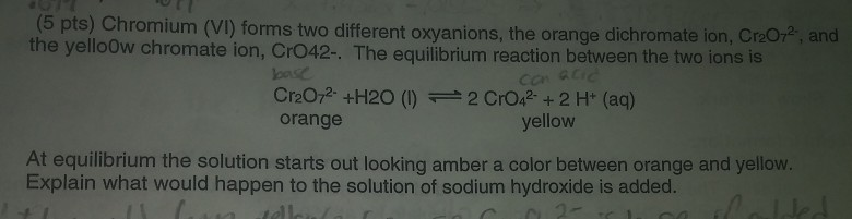 Solved (5 pts) Chromium (VI) forms two different oxyanions, | Chegg.com