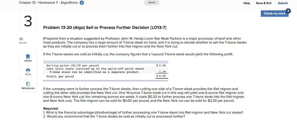 Solved Chapter 13 - Homework 7 - Algorithmic Help Save & | Chegg.com