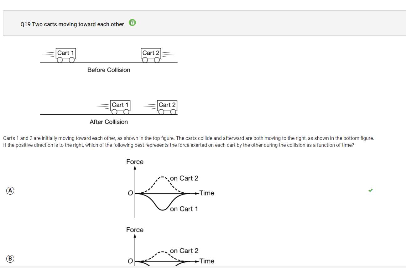 Solved Q19 Two carts moving toward each other Cart 1 Cart 2 | Chegg.com