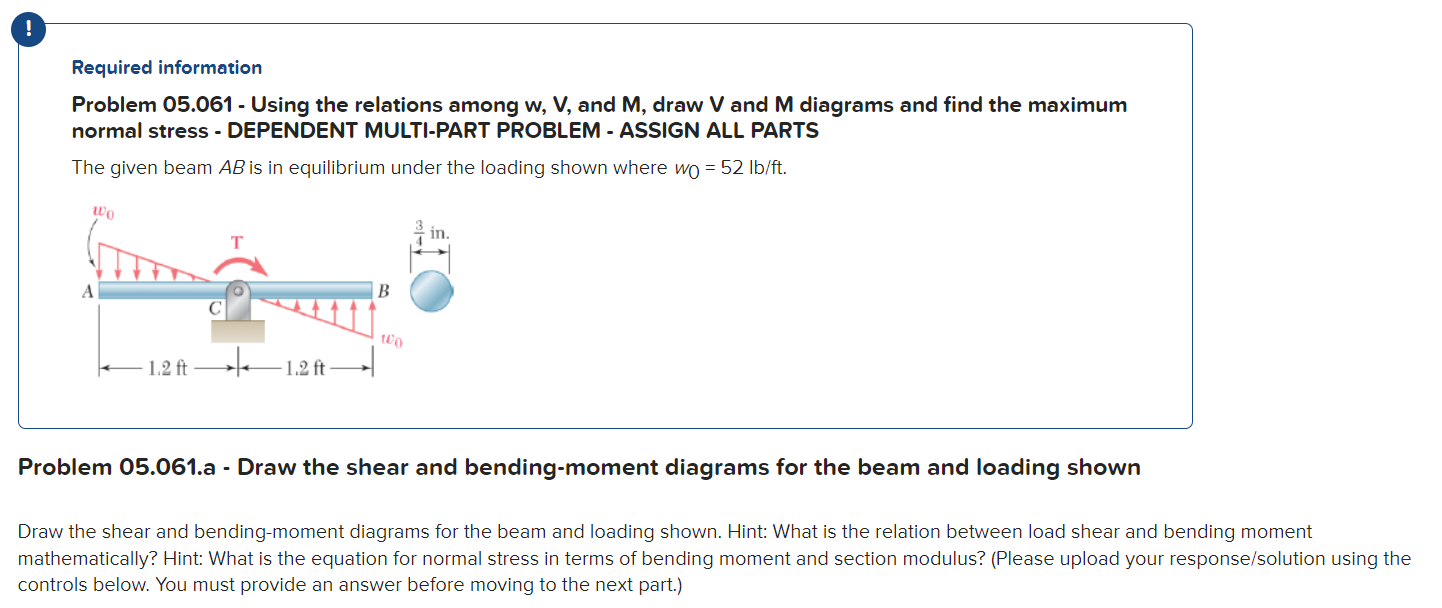 Solved Problem 05.061 - Using the relations among w,V, and | Chegg.com