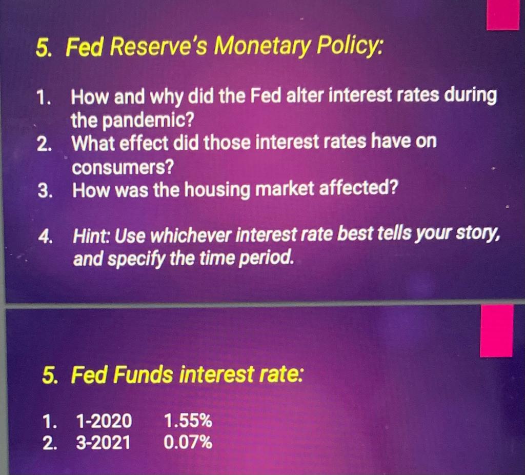 Solved 5. Fed Reserve's Monetary Policy: 1. How and why did | Chegg.com