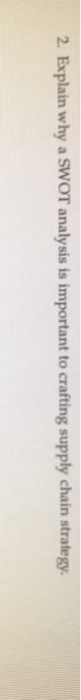 Solved 2 Explain Why A SWOT Analysis Is Important To Chegg solved-2-explain-why-a-swot-analysis-is-important-to-chegg