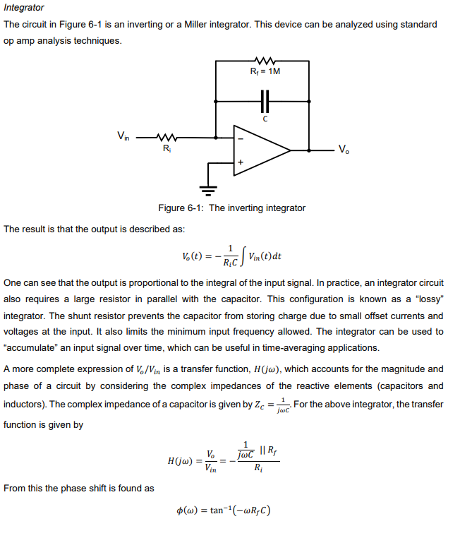 Solved 1 Design An Inverting Integrator See Figure 61 
