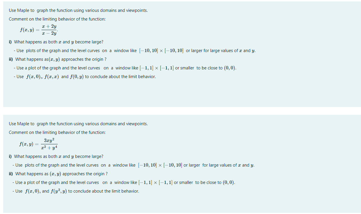 Solved Use Maple To Graph The Function Using Various Domains 