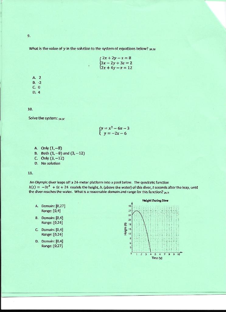 Solved What is the value of y in the solution to the syctem | Chegg.com