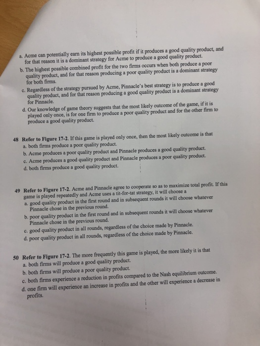 Solved Figure 17-2. Two companies, Acme and Pinnacle, each | Chegg.com