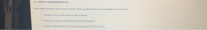 Solved 11. Problems and Applications Q11 High inflation | Chegg.com