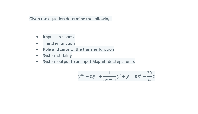 Solved Given the equation determine the following: • Impulse | Chegg.com
