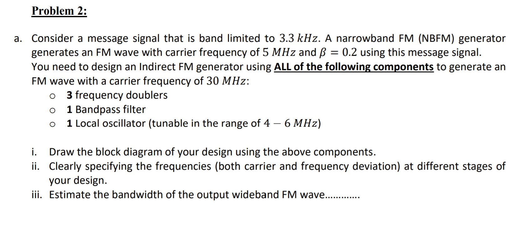 Solved Problem 2: a. Consider a message signal that is band | Chegg.com