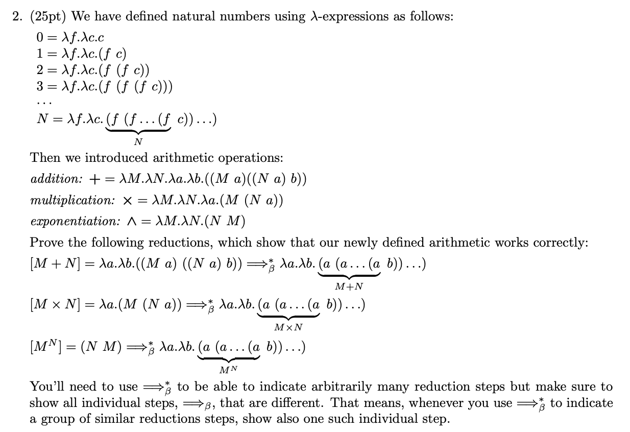 2. (25pt) We have defined natural numbers using | Chegg.com