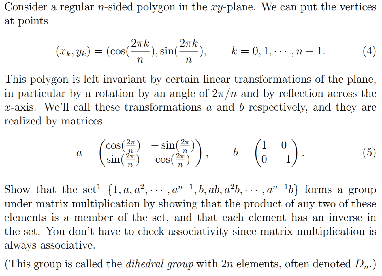Solved Consider a regular n-sided polygon in the xy-plane. | Chegg.com