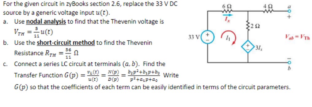 Solved For the given circuit in zyBooks section 2.6 , | Chegg.com