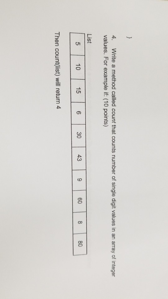 Solved 4. Write a method called count that counts number of | Chegg.com