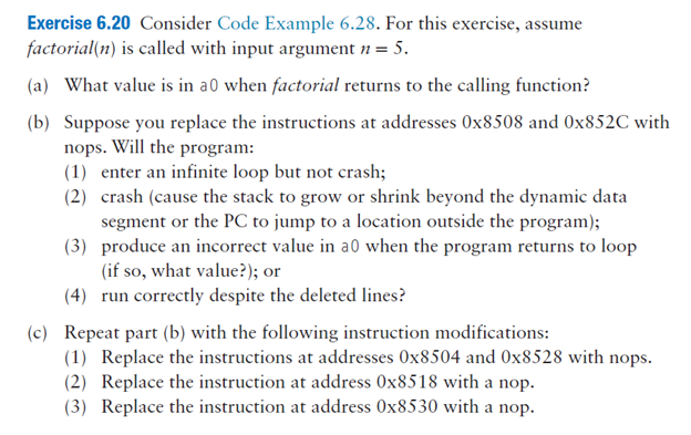 Solved Exercise 6.20 Consider Code Example 6.28. For this | Chegg.com