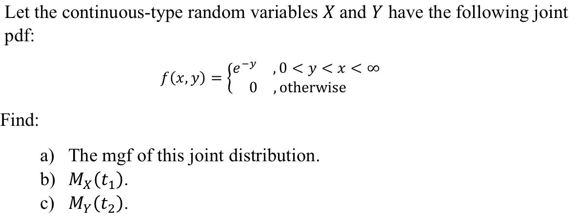 Solved Let the continuous-type random variables X and Y have | Chegg.com