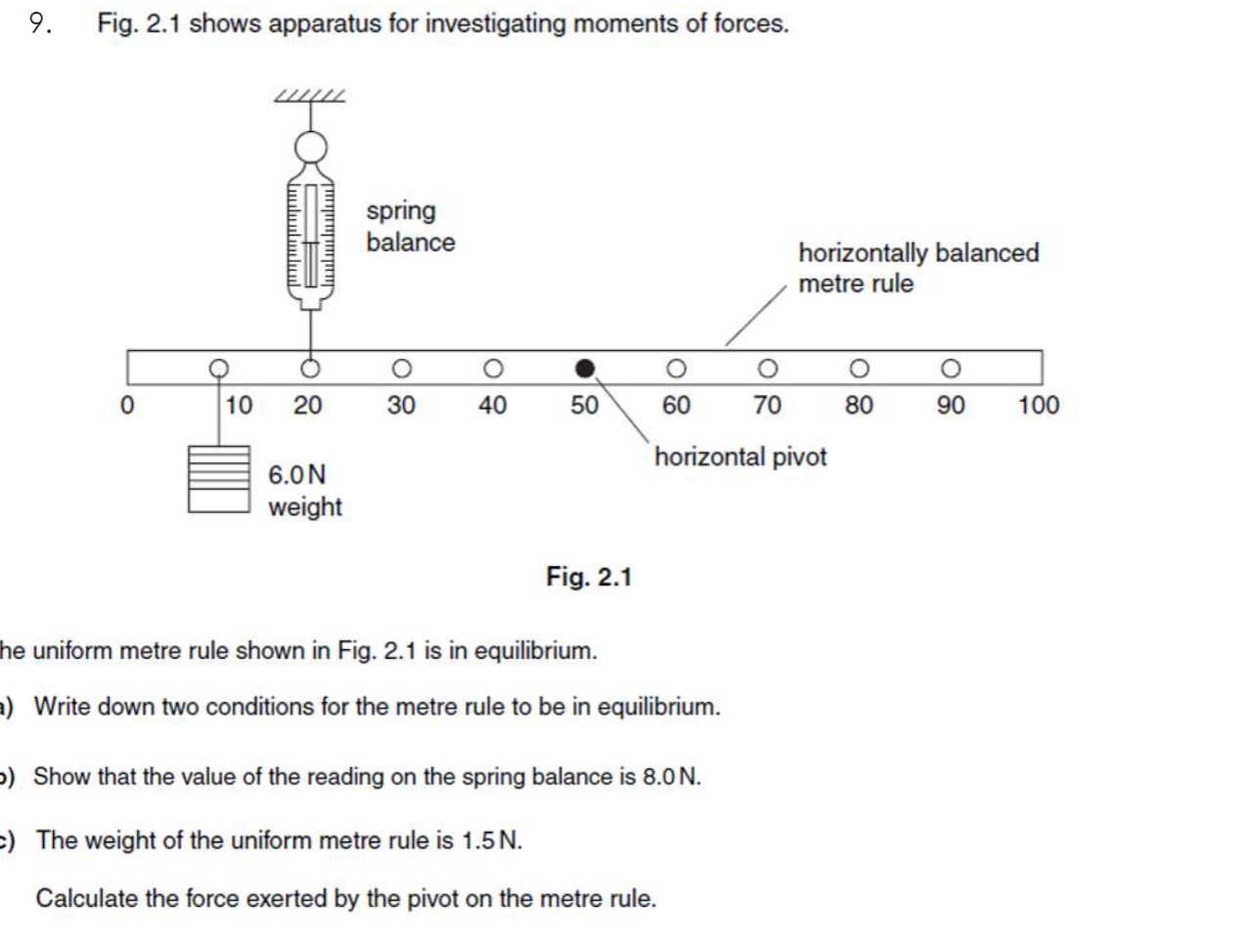 Solved 9. Fig. 2.1 shows apparatus for investigating moments | Chegg.com
