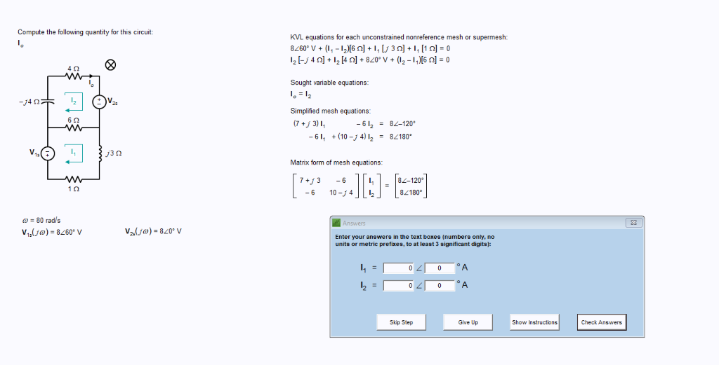 Solved How do I solve this matrix to get I1 and I2? Please | Chegg.com