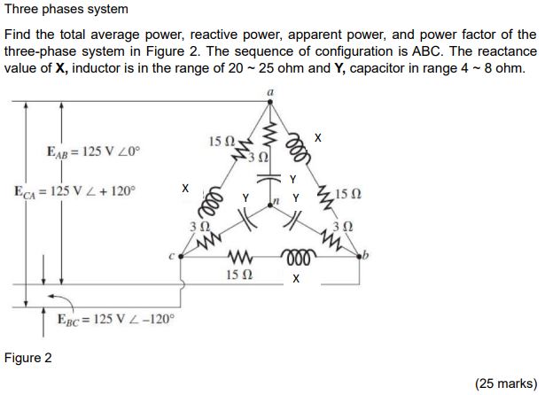Three phases system Find the total average power, | Chegg.com