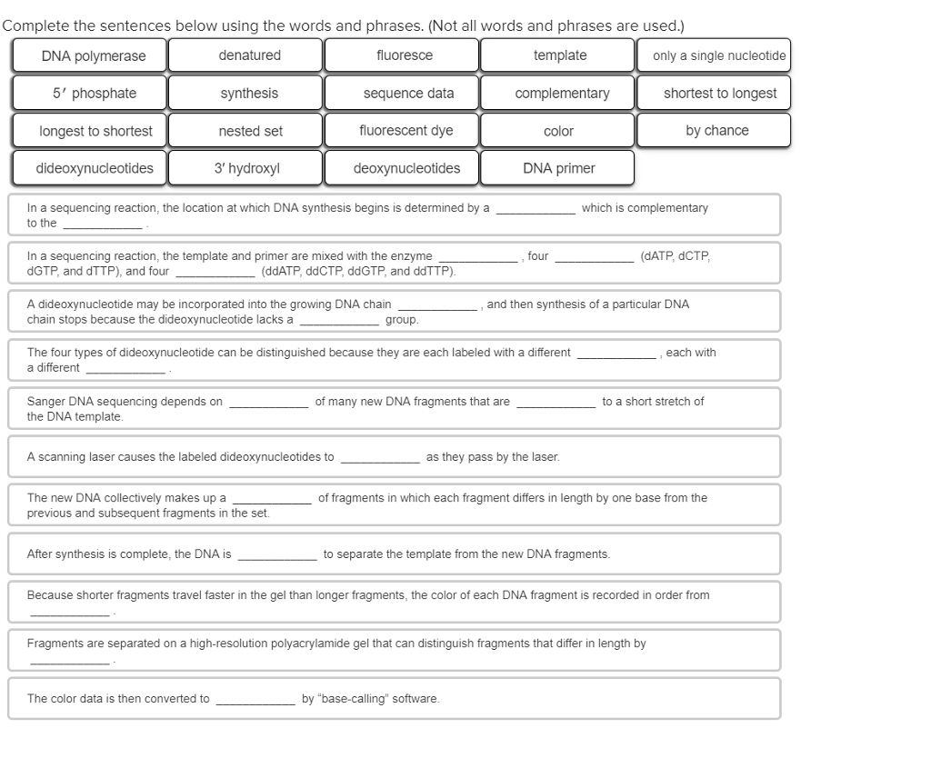 Solved Complete the sentences below using the words and | Chegg.com