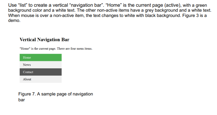 Solved Use "list" to create a vertical "navigation bar". | Chegg.com