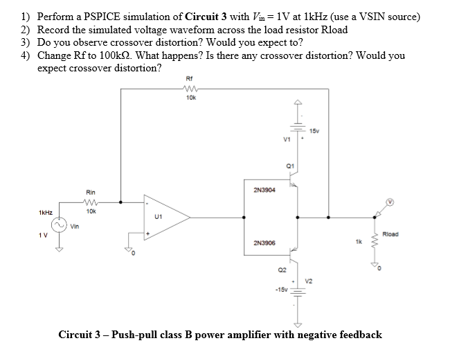 Solved 1) Perform a PSPICE simulation of Circuit 3 with Vin= | Chegg.com