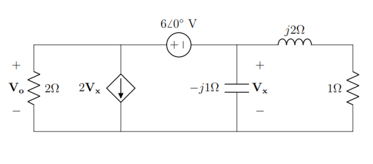 Solved Determine the phasor voltage Vo in the circuit shown | Chegg.com
