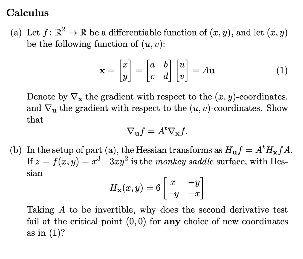 Calculus (a) Let f: R2 + R be a differentiable | Chegg.com