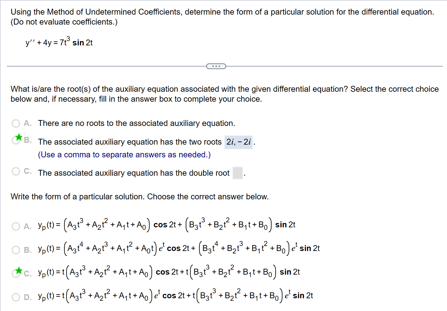 Solved Using the Method of Undetermined Coefficients, | Chegg.com