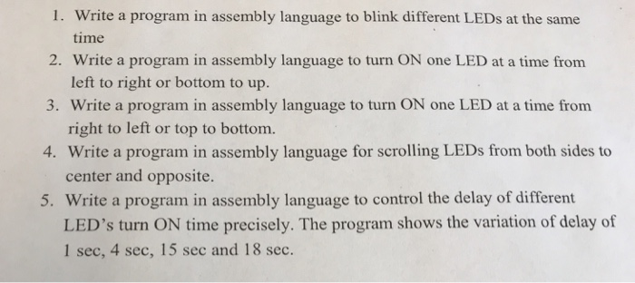 Solved 1. Write a program in assembly language to blink | Chegg.com