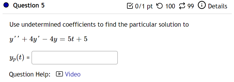 Solved Use undetermined coefficients to find the particular | Chegg.com
