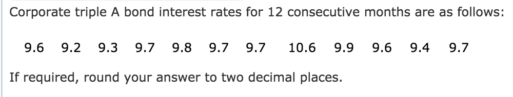 Solved Corporate triple A bond interest rates for 12 | Chegg.com
