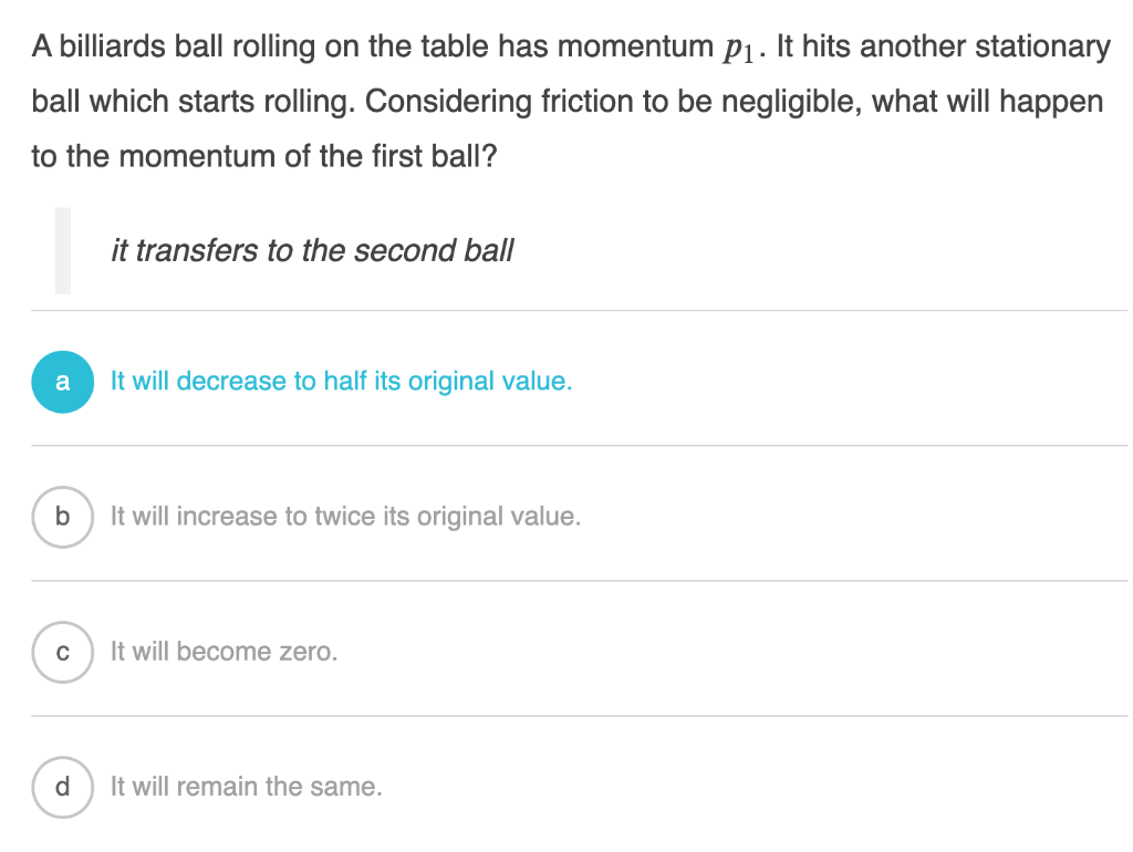 Solved A billiards ball rolling on the table has momentum | Chegg.com
