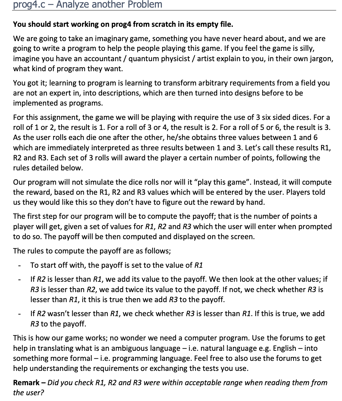 Solved prog4.c - ﻿Analyze another ProblemYou should start | Chegg.com